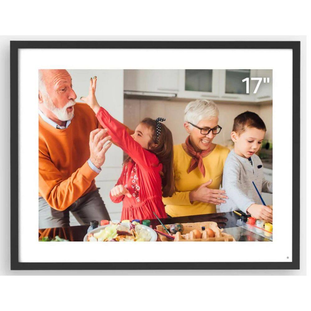 Pro 17-in. Alexa Smart Digital Picture Frame, Black with White Mat ...