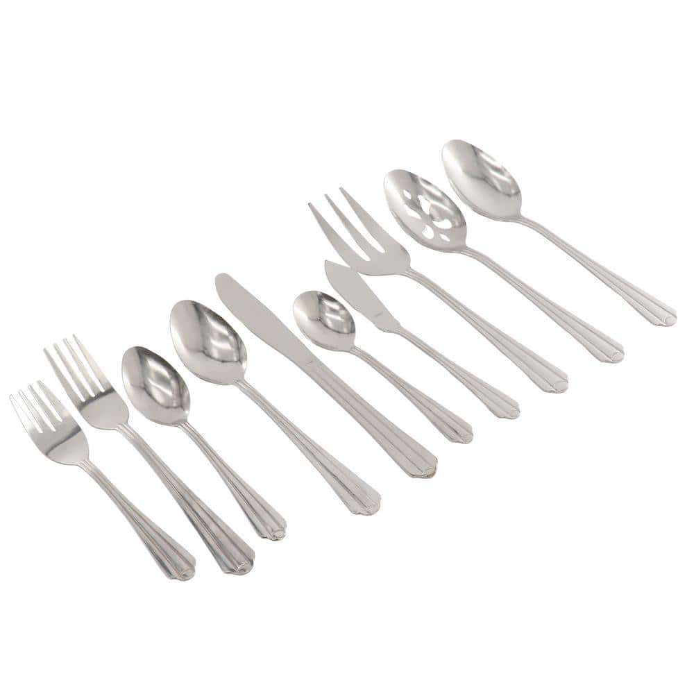 Gibson Taquan 45 Piece Silver Stainless Steel Flatware Set, Service Set ...