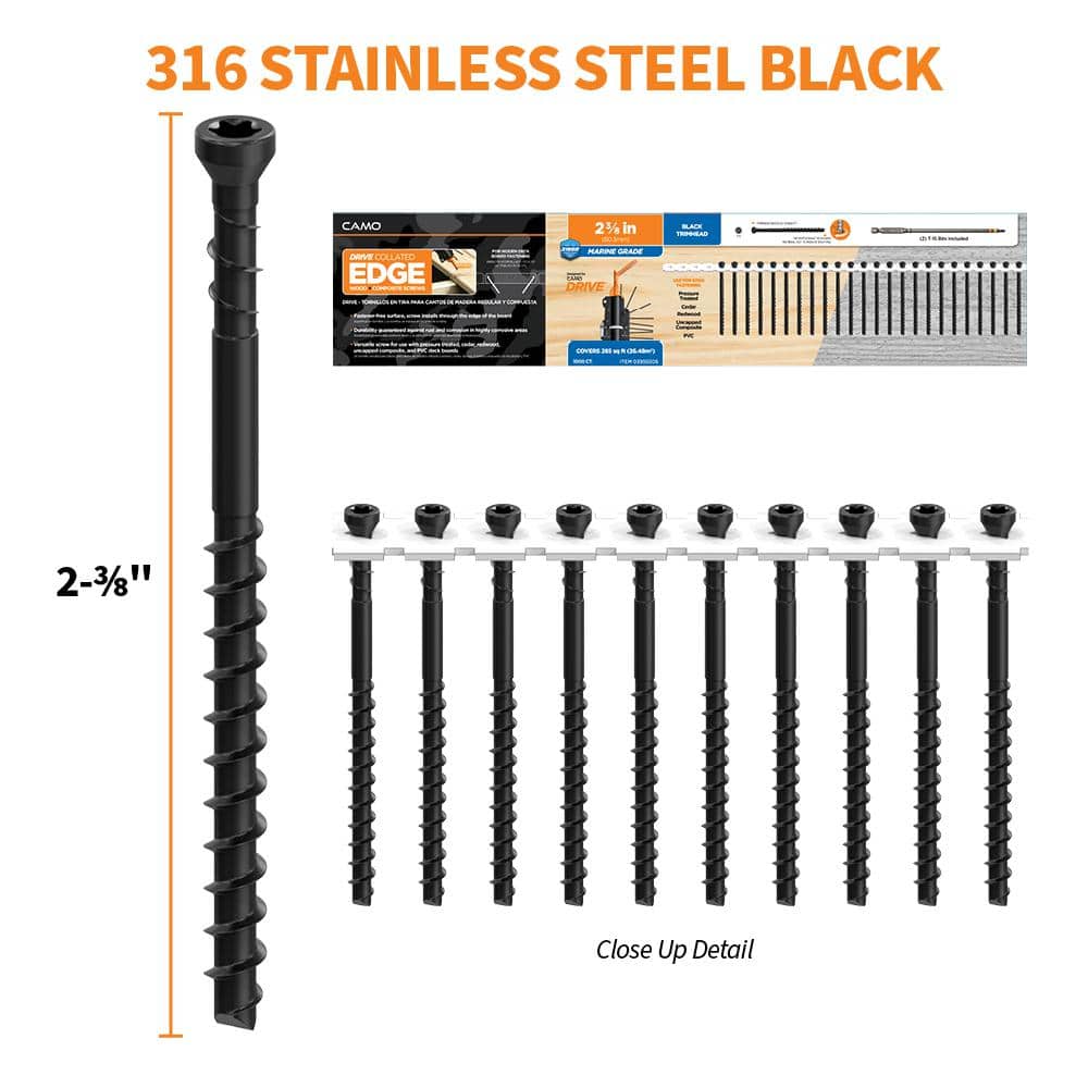 CAMO #7 x 2-3/8 in. Stainless Steel Star Drive Trim Head Collated Edge ...