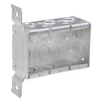 Southwire 4 in. W x 2-1/8 in. D Steel Metallic 2-Gang Square Switch Box, Six 1/2 in. KO's, Two 3 ...