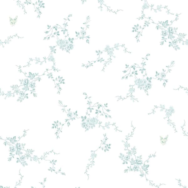 Shabby Chic Butterflies Blue Wallpaper Sample 12510894 - The Home Depot