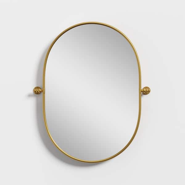 MAYEERTY 2-Piece Gold 23 in. W x 32 in. H Modern Oval Metal Framed Hanging Mirror, Wall-Mounted ...