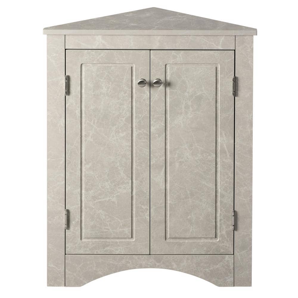 FUNKOL 18 in. L x 18 in. W x 32 in. H in White Marble Triangle Storage ...