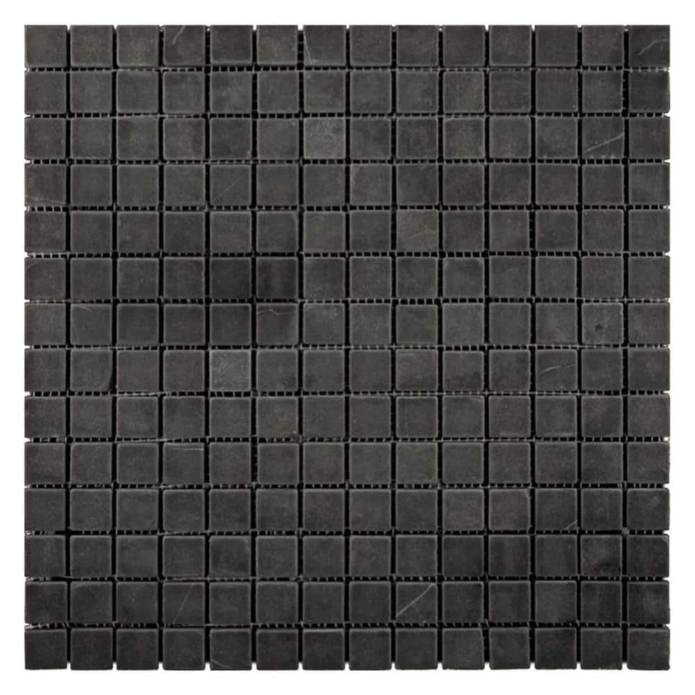 Apollo Tile Noir Luxe 12 in. x 12 in. Polished Jet Black Marble Mosaic ...