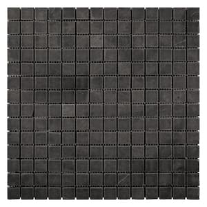 Apollo Tile Noir Luxe 12 in. x 12 in. Honed Charcoal Black Marble ...