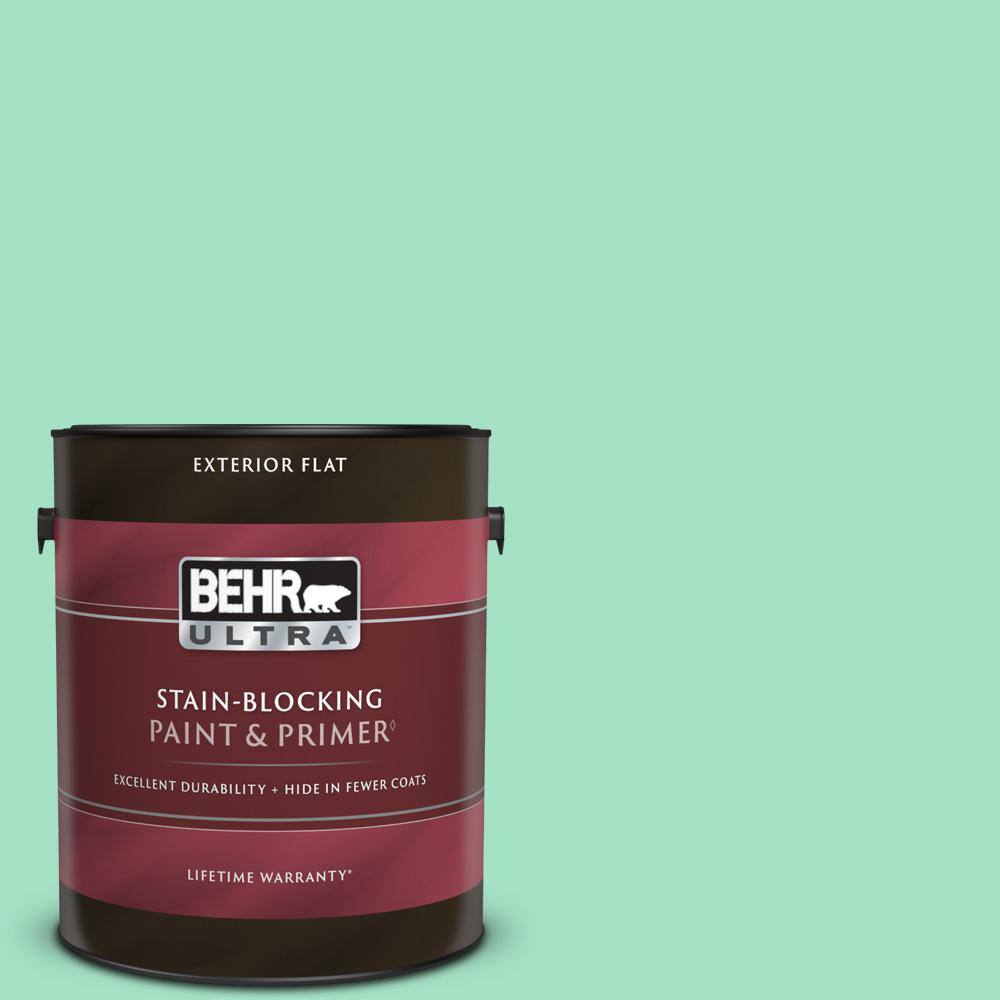BEHR ULTRA 1 gal. #470A-3 Reef Green Flat Exterior Paint & Primer ...