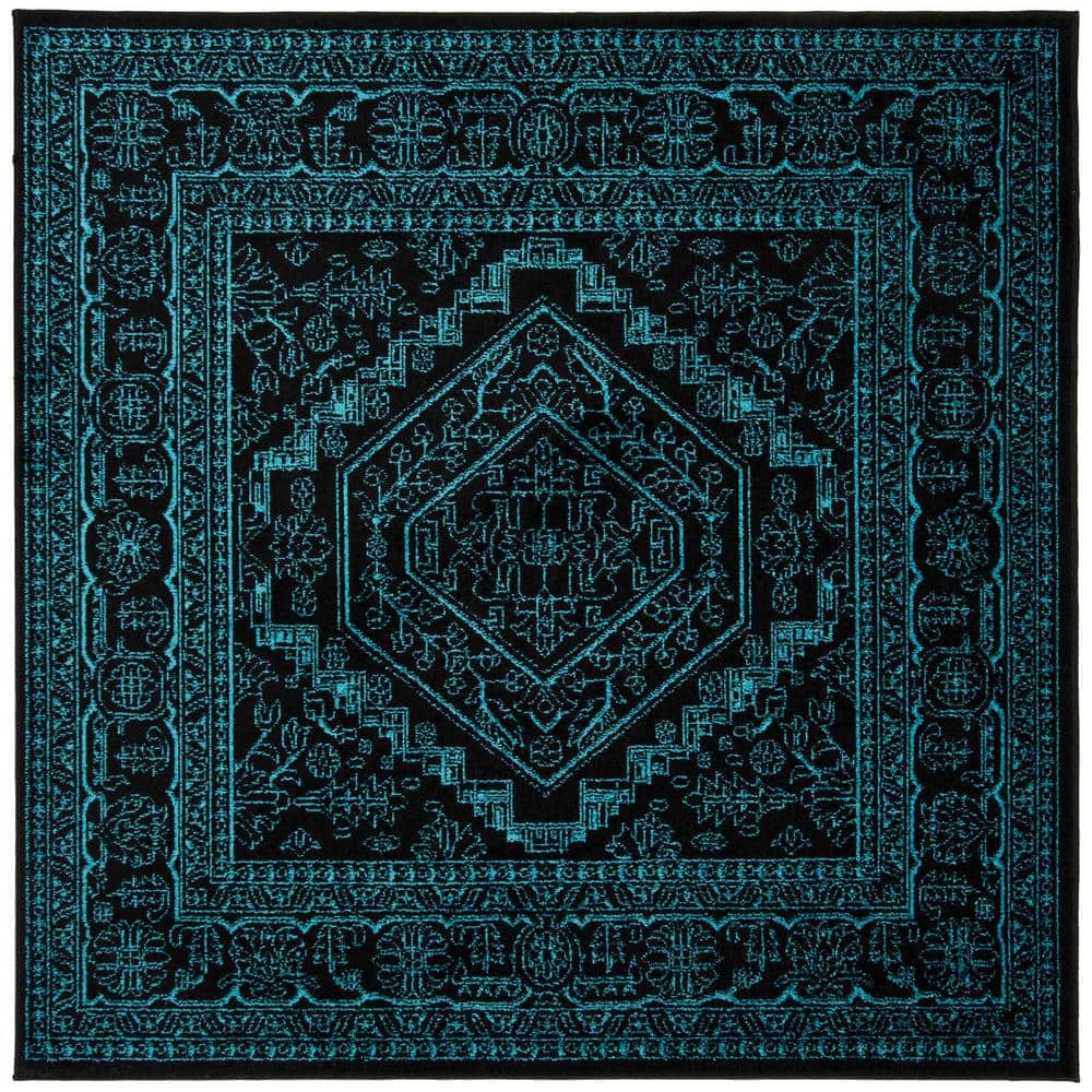 Reviews for SAFAVIEH Adirondack Black/Teal 4 ft. x 4 ft. Border ...