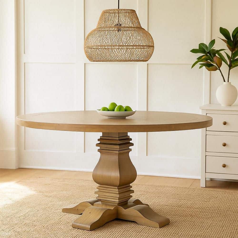 Benjara Som Rustic Smoke Gray and Brown Wood 59.75 in. Cross Pedestal ...