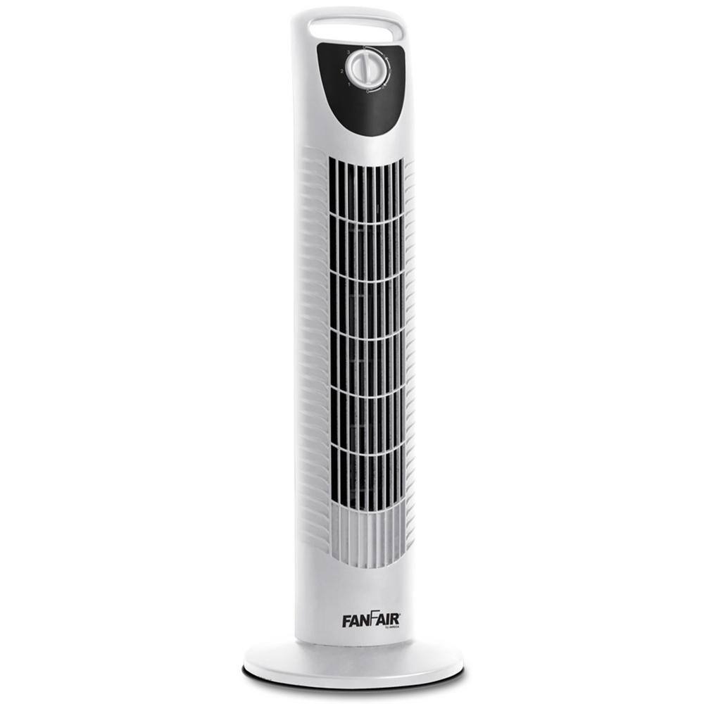 FANFAIR 30 in. 3 Fan Speeds Tower Fan in White with Oscillation ...