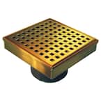 RELN 6 in. x 6 in. Brushed Gold Square Shower Drain with Square Pattern ...
