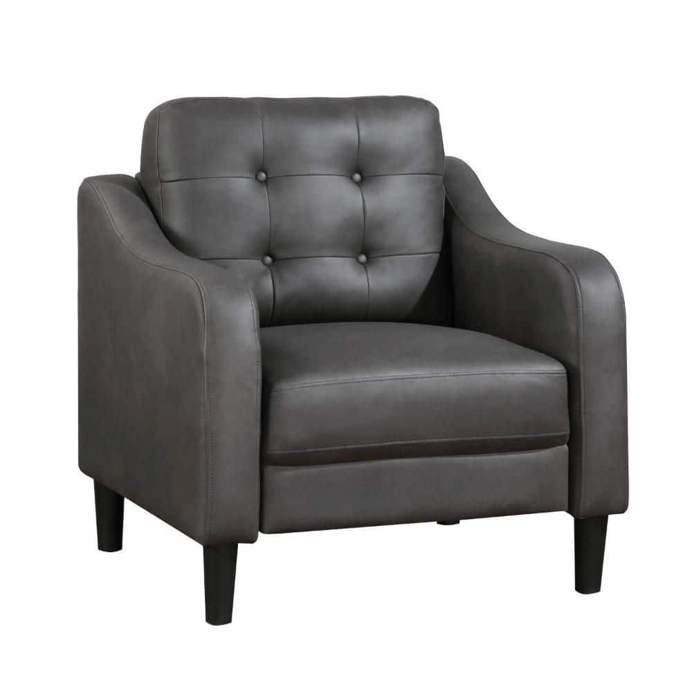 Benjara Orry Gray and Black Microfiber Accent Chair with Tufted ...