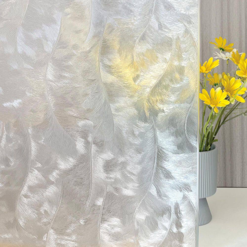 HIDBEA 23.6 in. W x 78 in. L Wavy Feather Static Cling Decorative ...