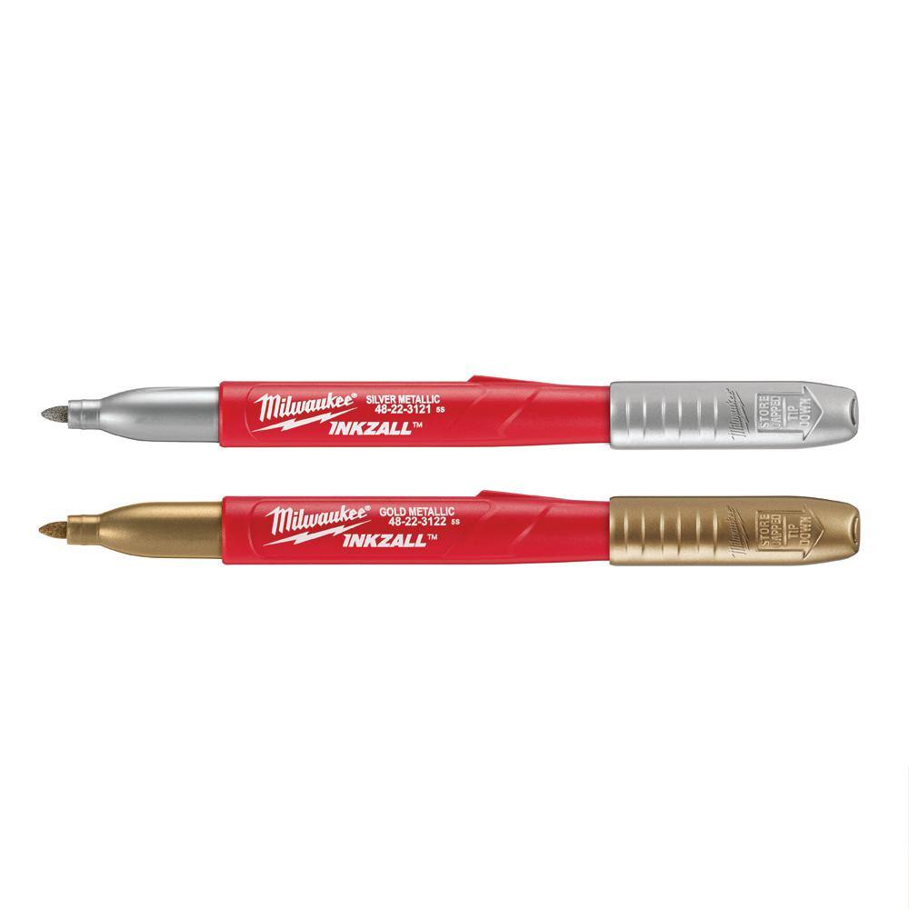 Milwaukee INKZALL Silver and Gold Fine Point Jobsite Permanent Markers ...