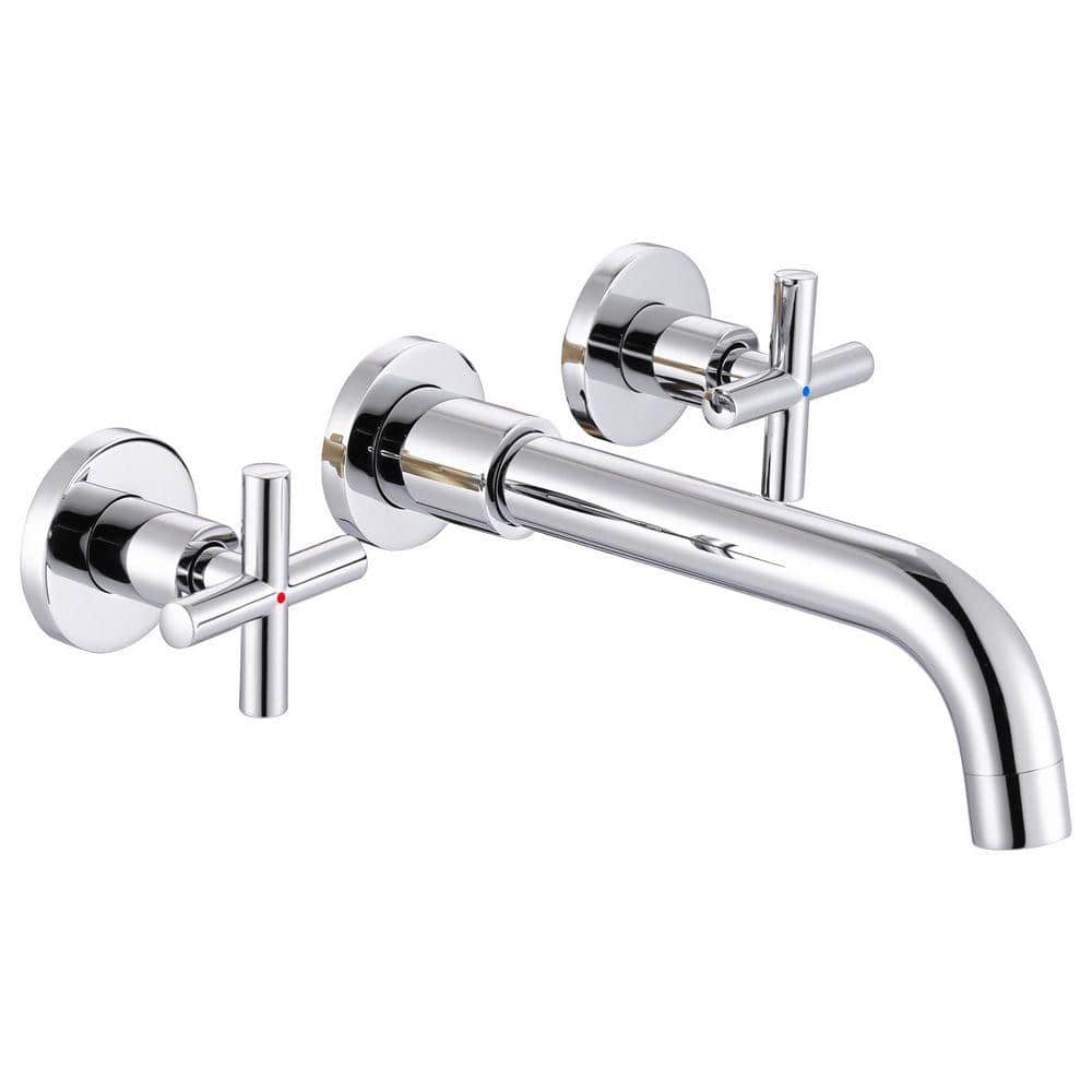VEVETTA Double Handle Wall Mounted Bathroom Faucet in Polished Chrome ...