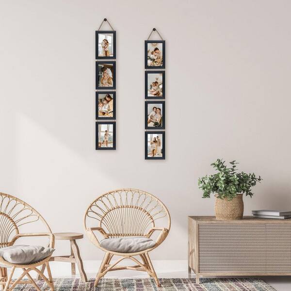 Black 4 x 6 Hanging Picture Frames Set of 2, 4 Openings Collage Photo ...