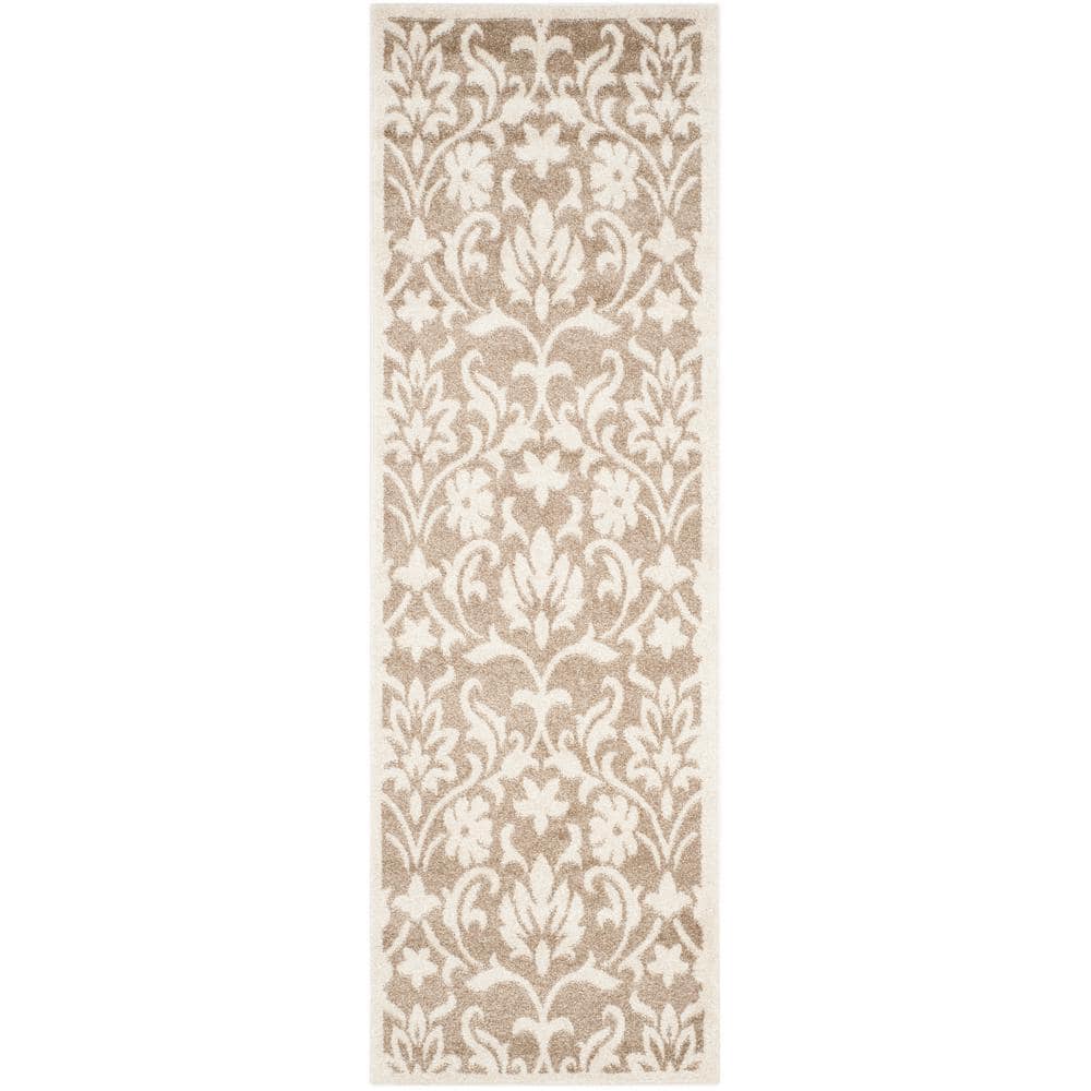 SAFAVIEH Amherst Wheat/Beige 2 ft. x 11 ft. Border Floral Runner Rug ...