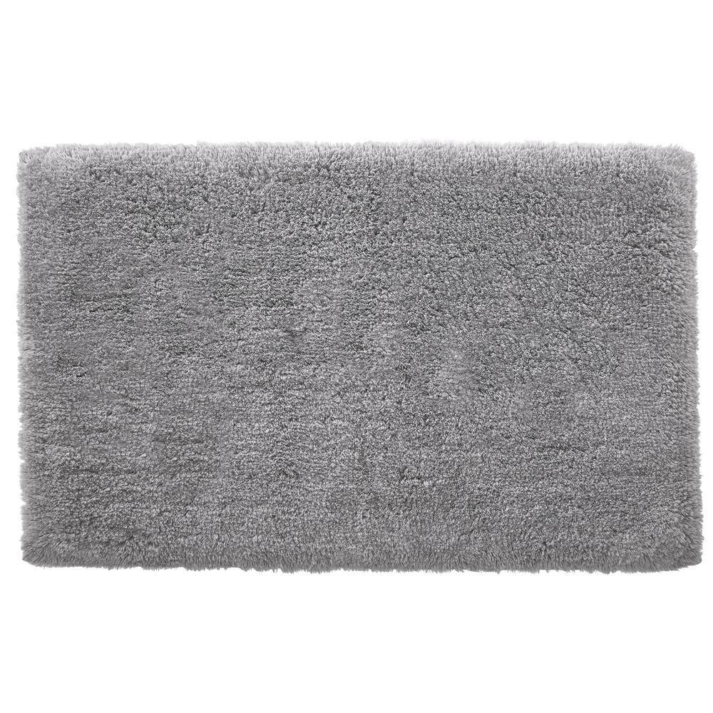 StyleWell Stone Gray 17 in. x 25 in. Non-Skid Cotton Bath Rug HMT418 ...