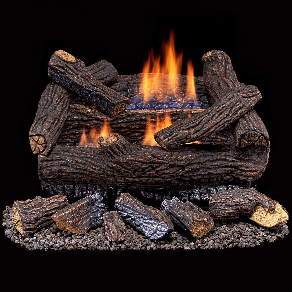 Duluth Forge Ventless Dual Fuel Log Set - 18 in. Stacked Red Oak - T ...