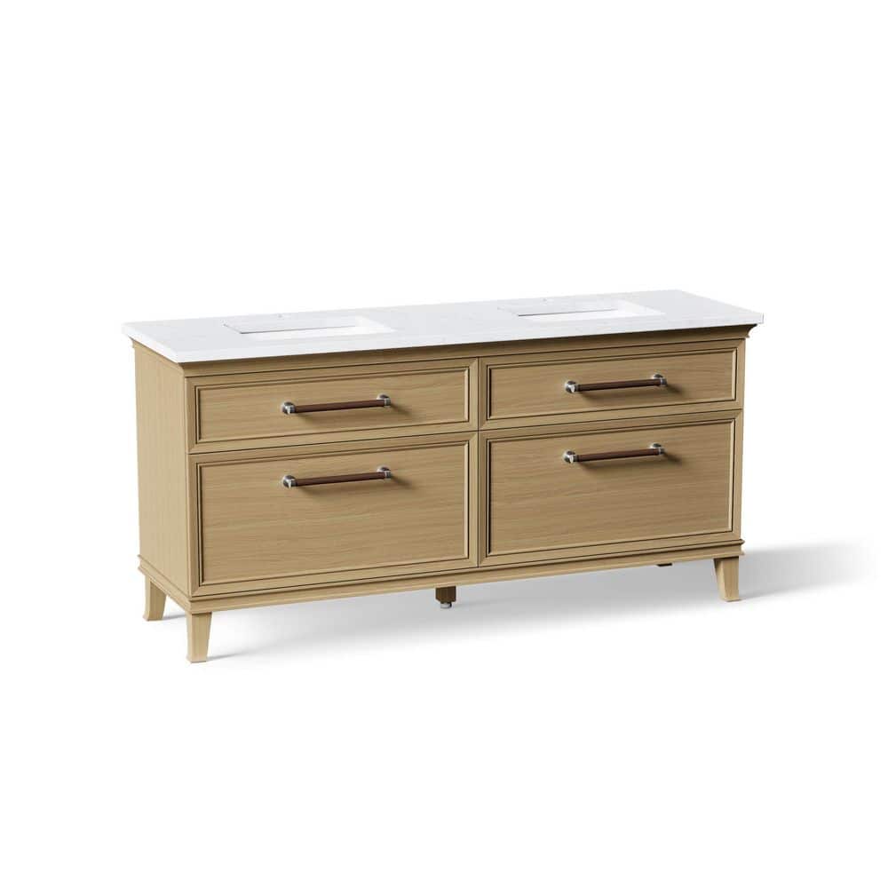 KOHLER Artifacts 72 in. 2 Basin Freestanding Light Oak Bath Vanity with ...