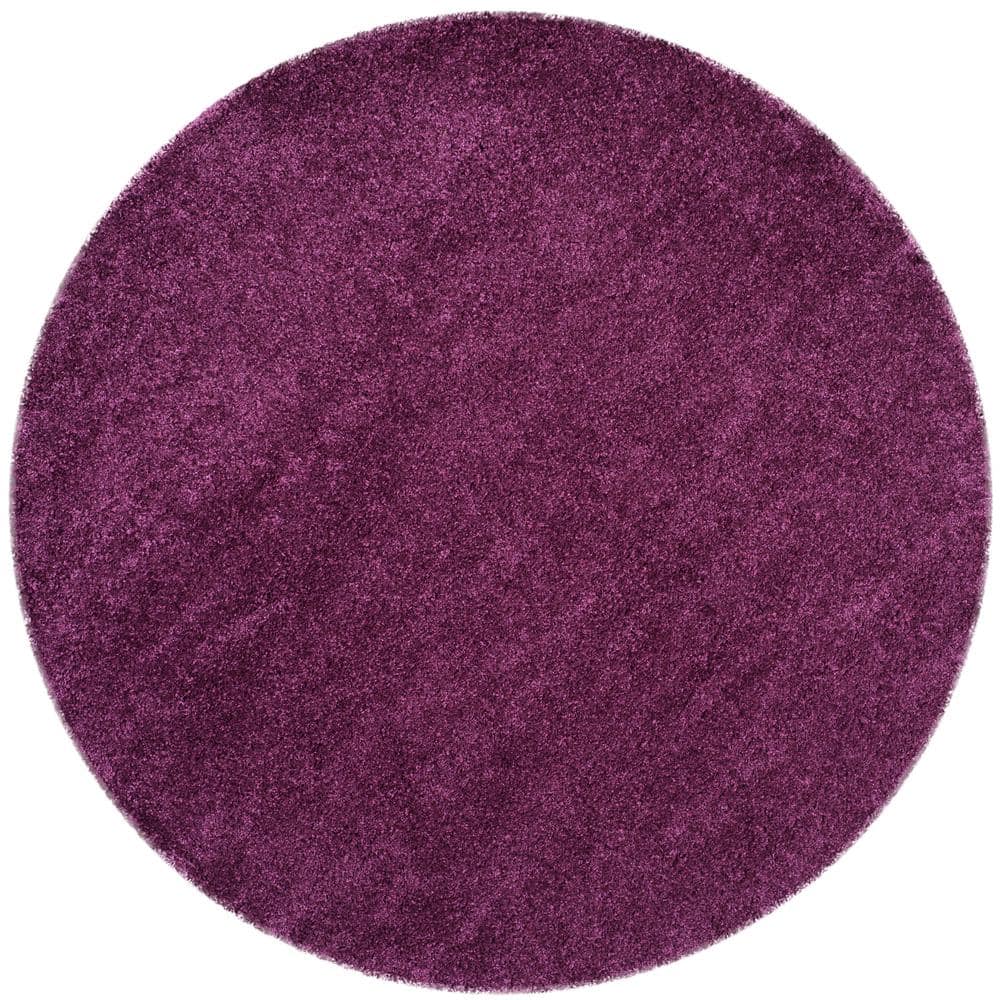 SAFAVIEH California Shag Purple 4 ft. x 4 ft. Round Solid Area Rug ...