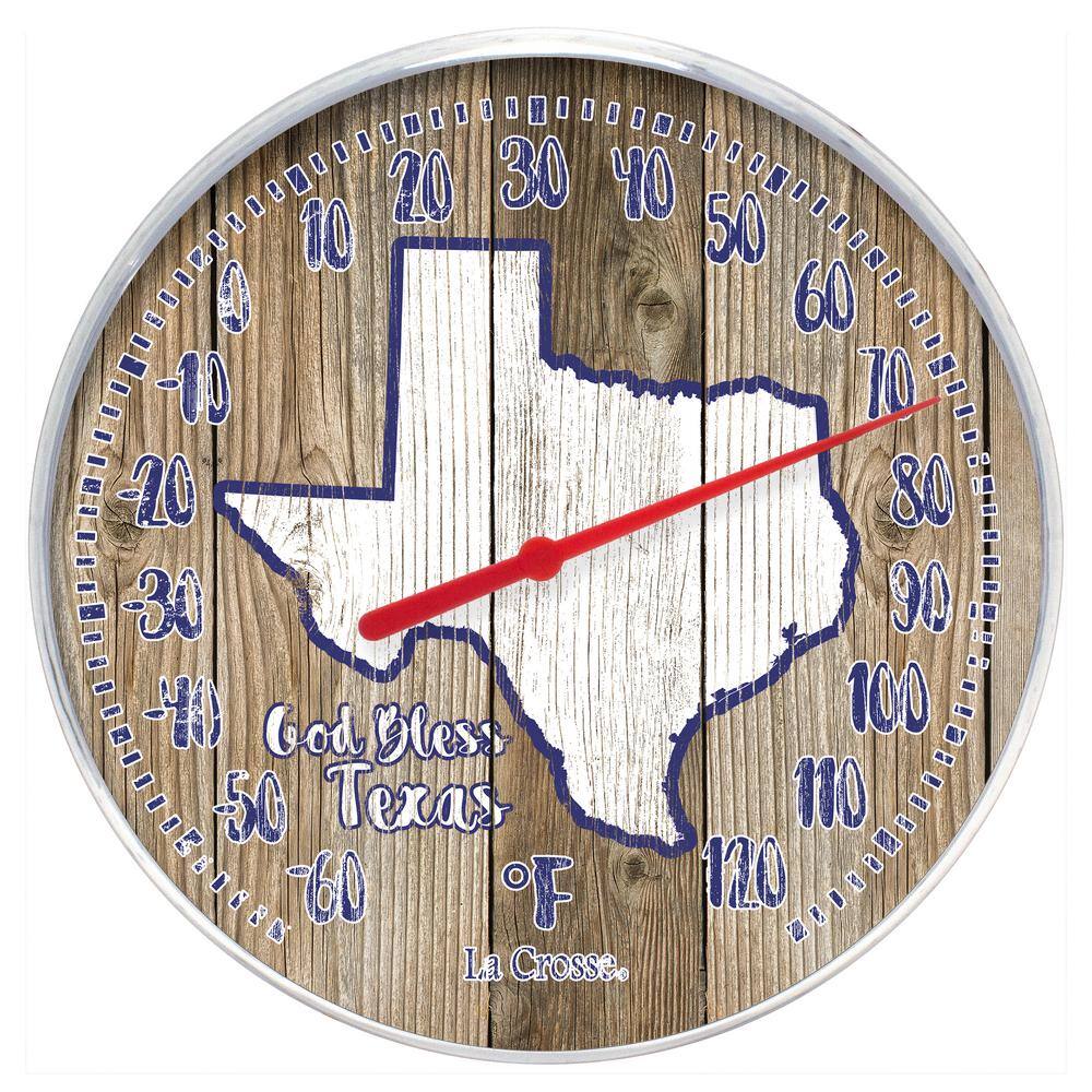 La Crosse 8 in. Dial Thermometer God Bless Texas HD83704 - The Home Depot