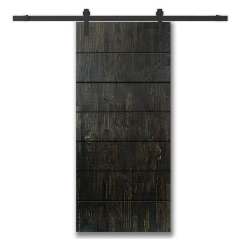CALHOME 42 in. x 80 in. Charcoal Black Stained Pine Wood Modern ...