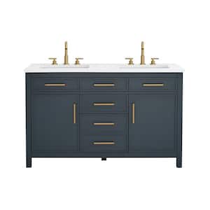 SUDIO Cooper 54 in. W Bath Vanity in Taupe with Engineered Stone Top in ...