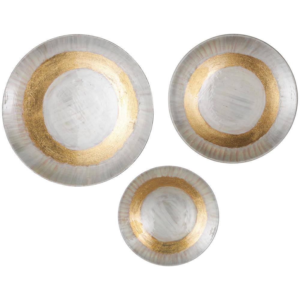 Litton Lane Metal White 3D Circular Disk Abstract Wall Decor with Gold ...