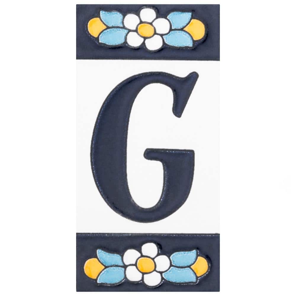 Merola Tile Sevillano Flora Address Letters G 2-1/8 in. x 4-3/8 in ...