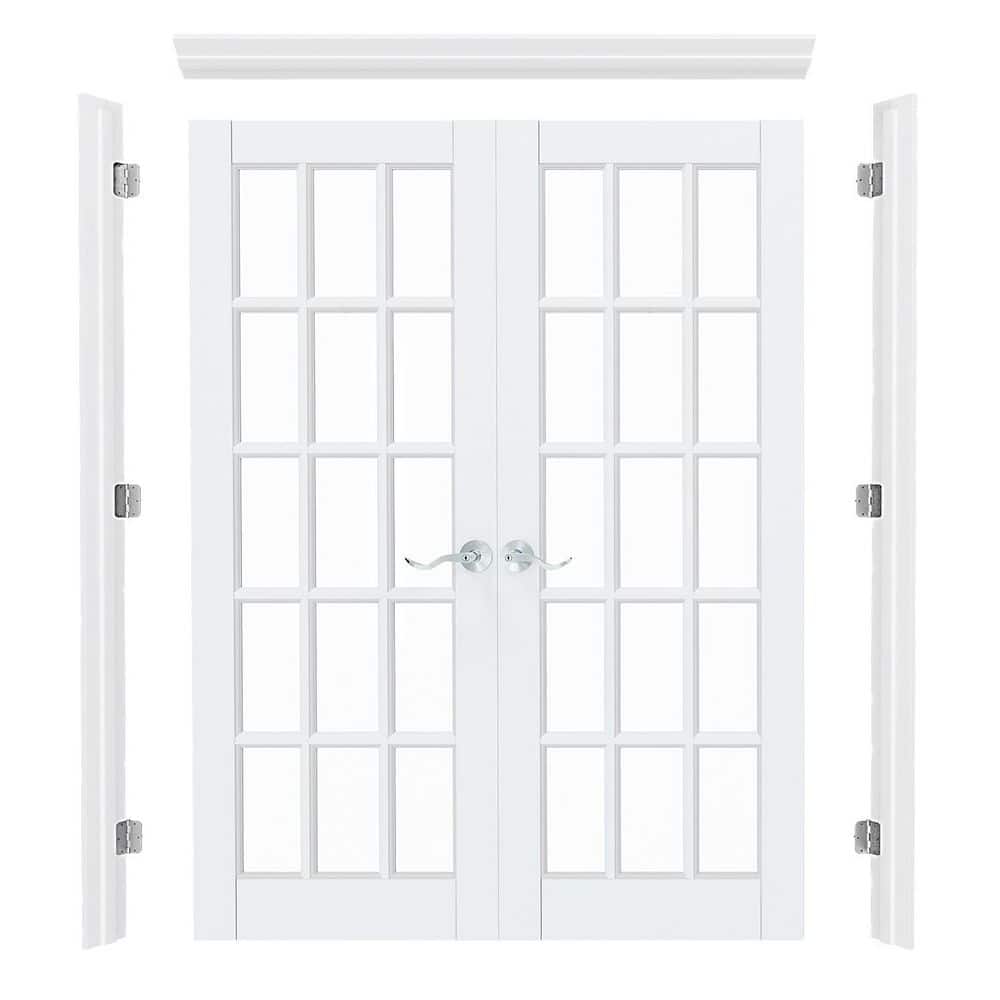 TENONER 64 in. x 80 in. 15 Lite Clear Glass Universal White Primed ...