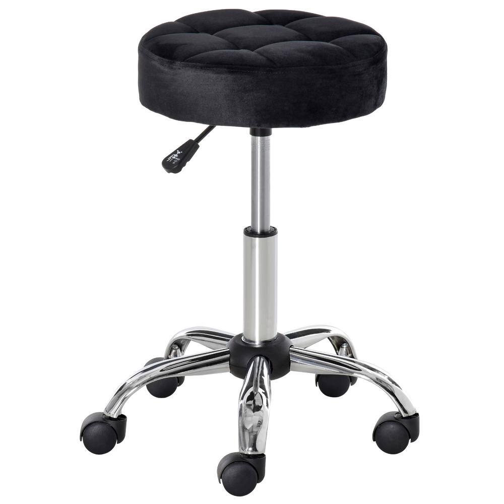 HOMCOM 13.75 x 19.25 Round Vanity Stool with Height Adjustable Lift ...