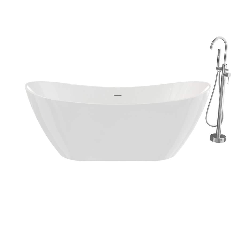 MAAX Mahaba 67 in. x 29 in. Freestanding Soaking Bathtub with Center ...