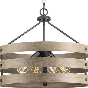 Progress Lighting Gulliver 38.5 in. 4-Light Brushed Nickel Farmhouse Linear Island Chandelier ...