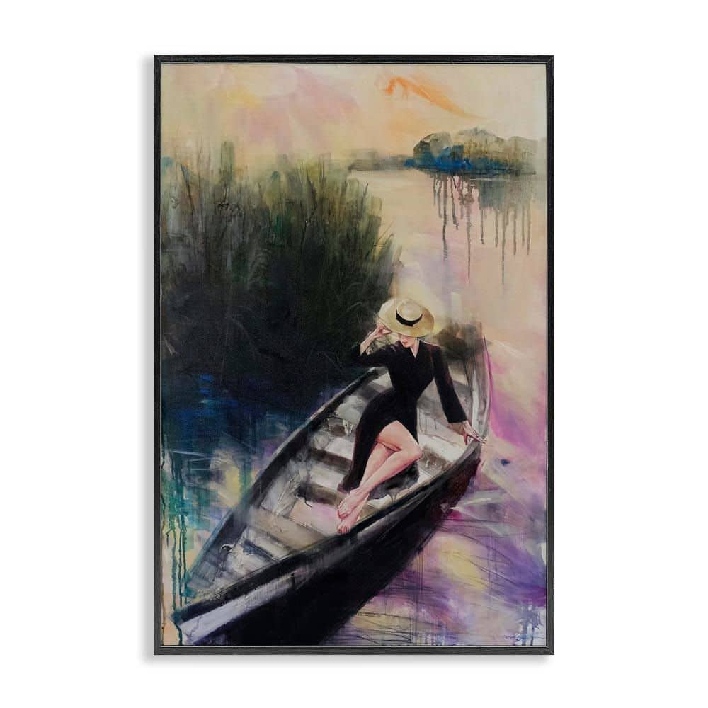 Stupell Industries Fashion Diva on River Boat by Lucille Lee Black Framed People Giclee Art ...