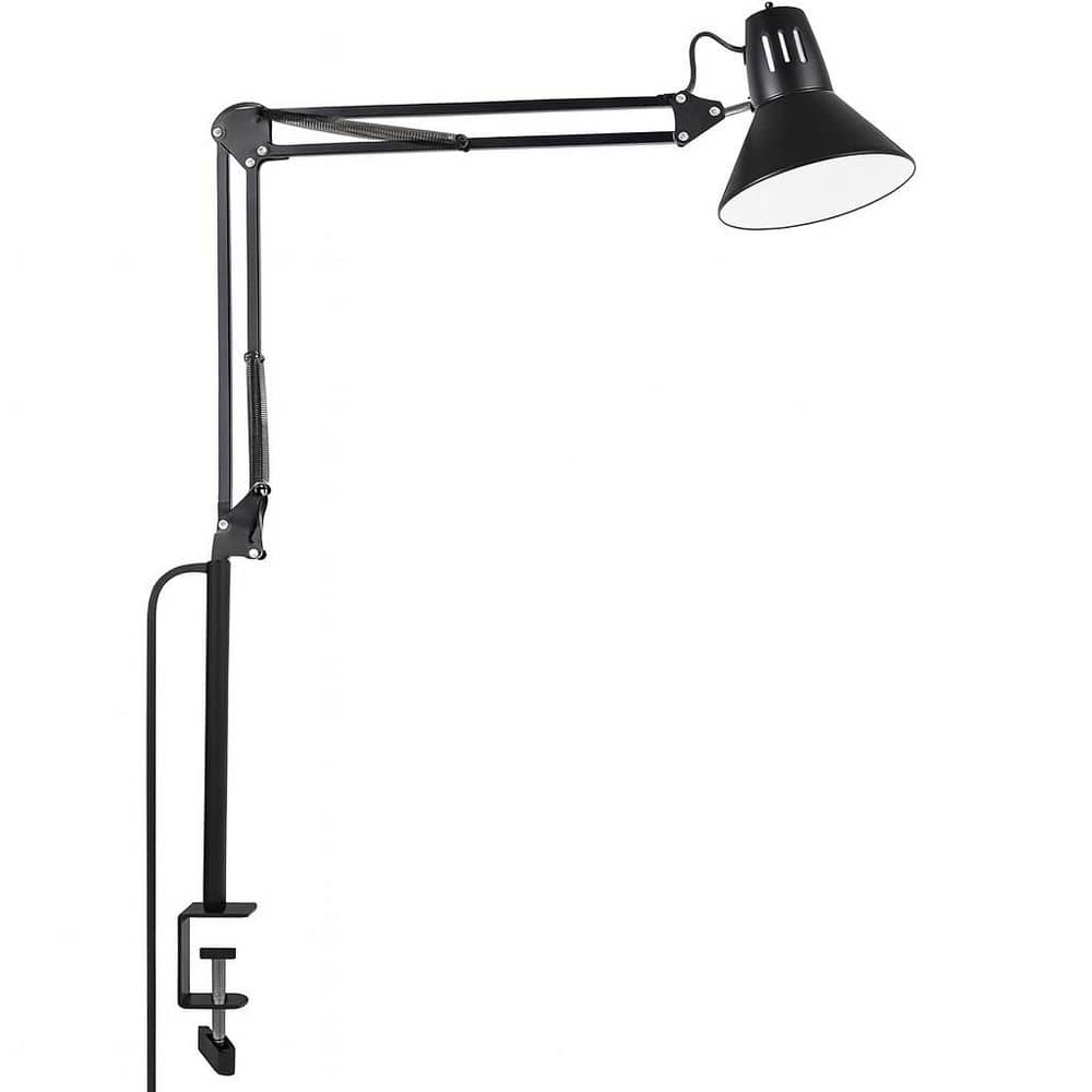 BeamBox 34.5 in. Black Clip-On Desk Lamp, Adjustable Swing Arm Task ...