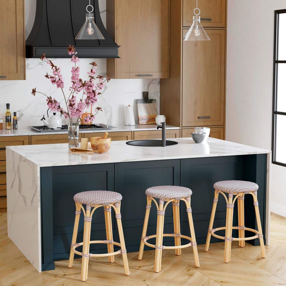 Butler Specialty Company Tobias 24 in. Pink Backless Round Rattan ...