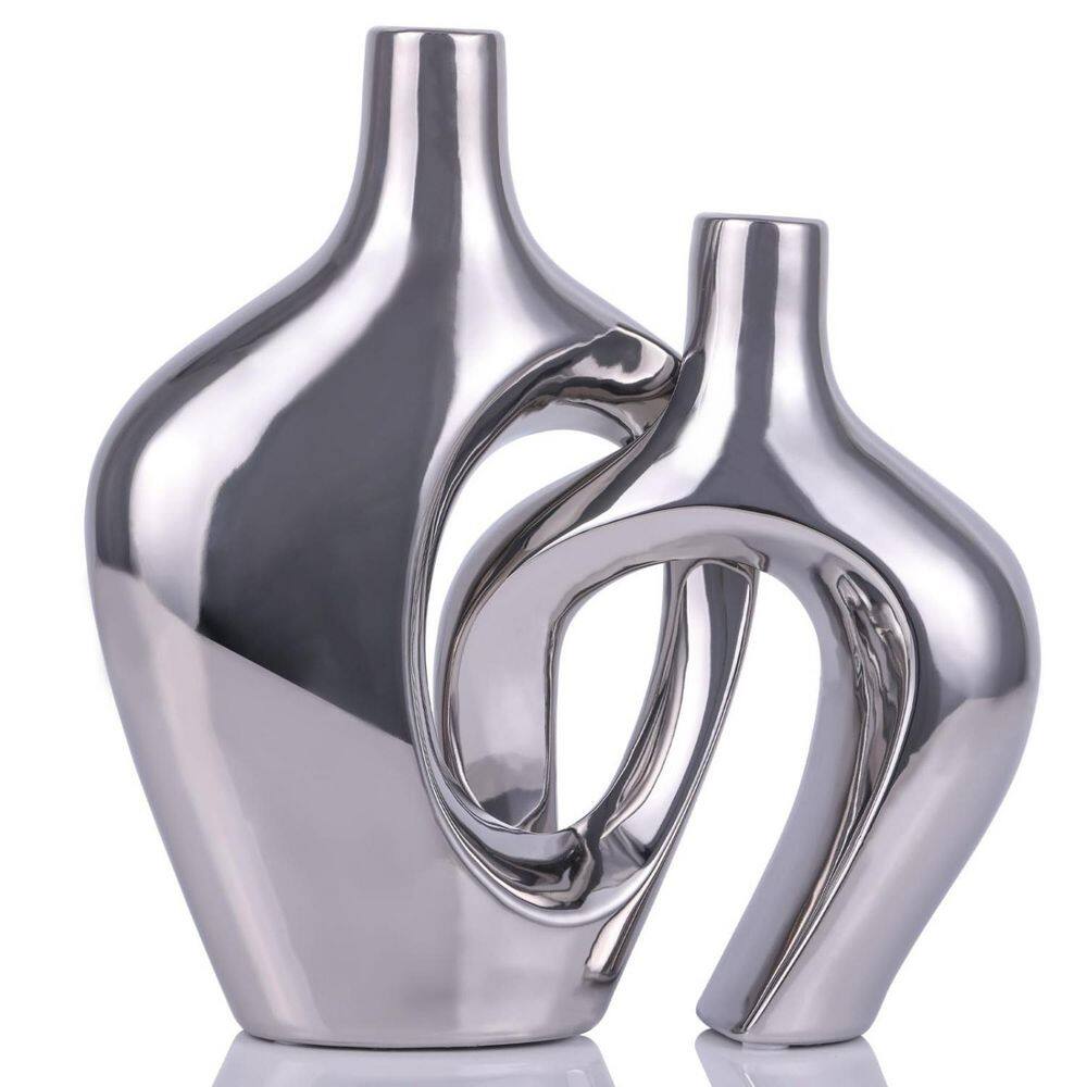 Silver Hollow Ceramic Vases Set of 2, Modern Nordic Boho ins Style ...