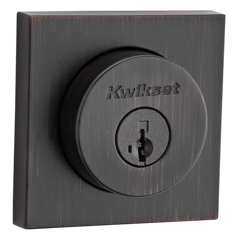 Kwikset 159 Series Venetian Bronze Double Cylinder Square Deadbolt ...