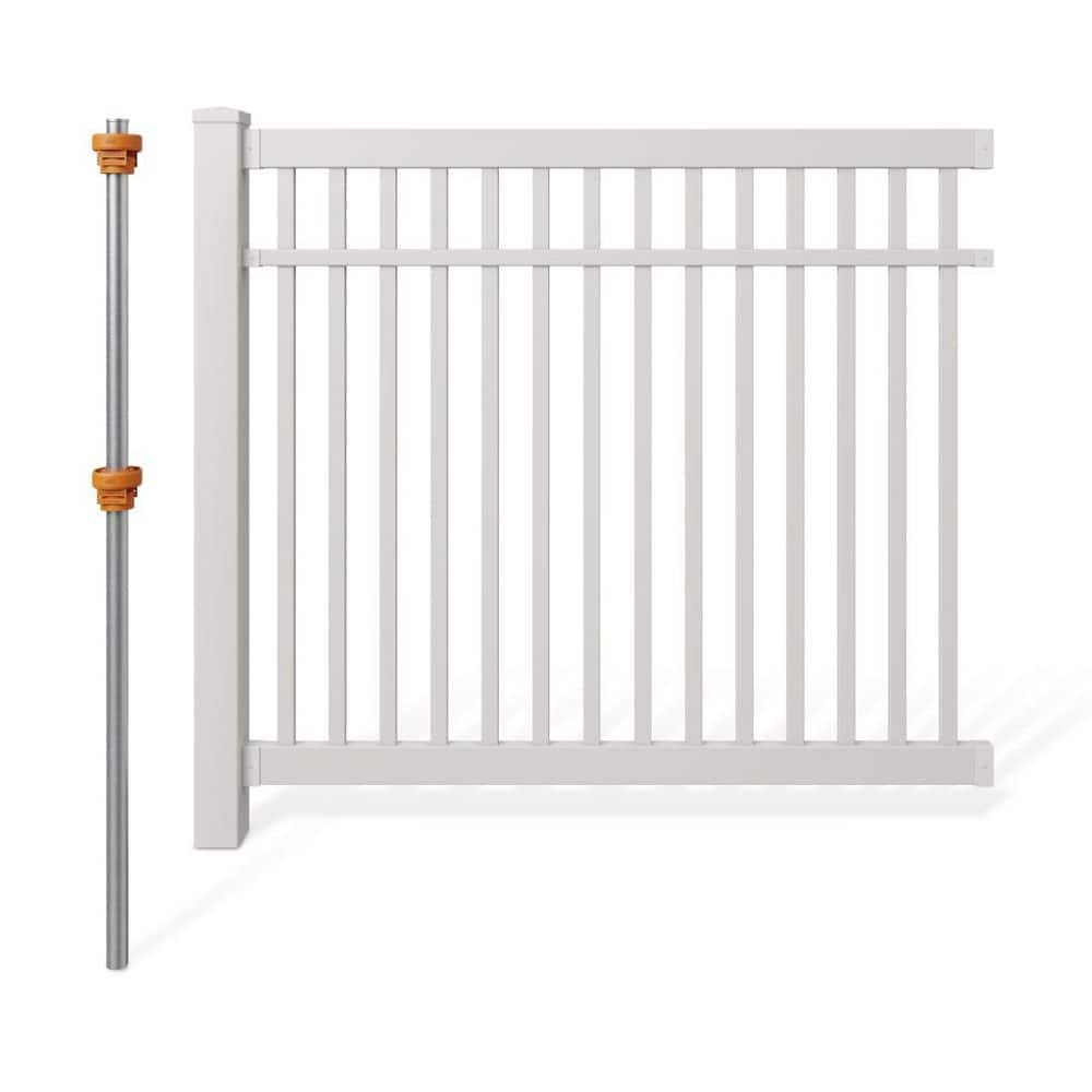 WamBam Fence WamBam 5 ft. H x 6 ft. W No Dig Windsor White Vinyl Flat ...