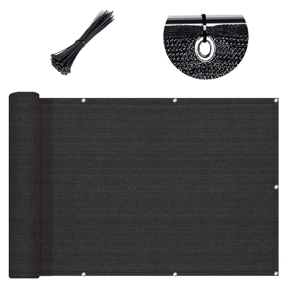 NVNOO 3.3 ft. x 19.7 ft. Black Balcony Privacy Screen Fence with ...