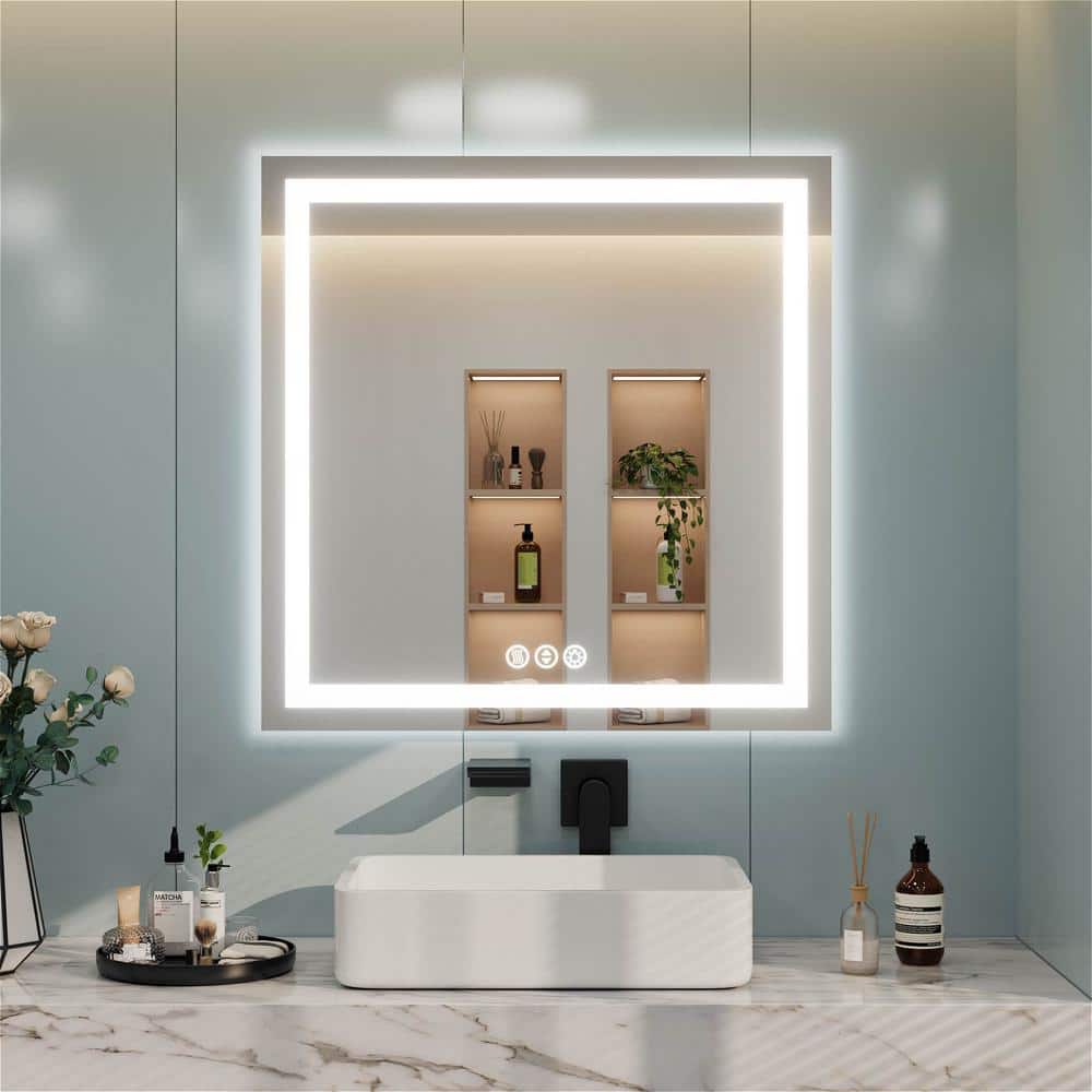 INSTER Luminous 36 in. W x 36 in. H Rectangular Frameless LED Mirror ...