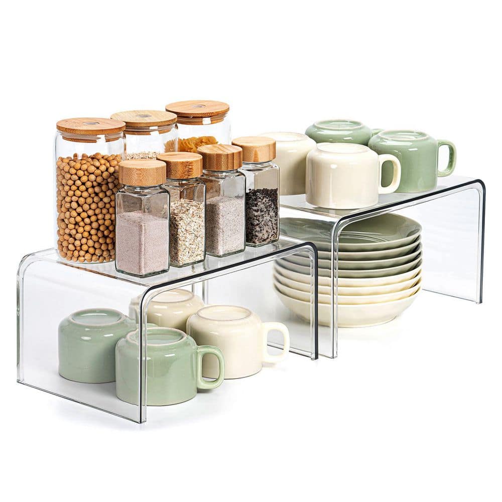Wudkey 2 -Piece Clear Smooth Spice Racks, Cabinet Spice Organizer for ...