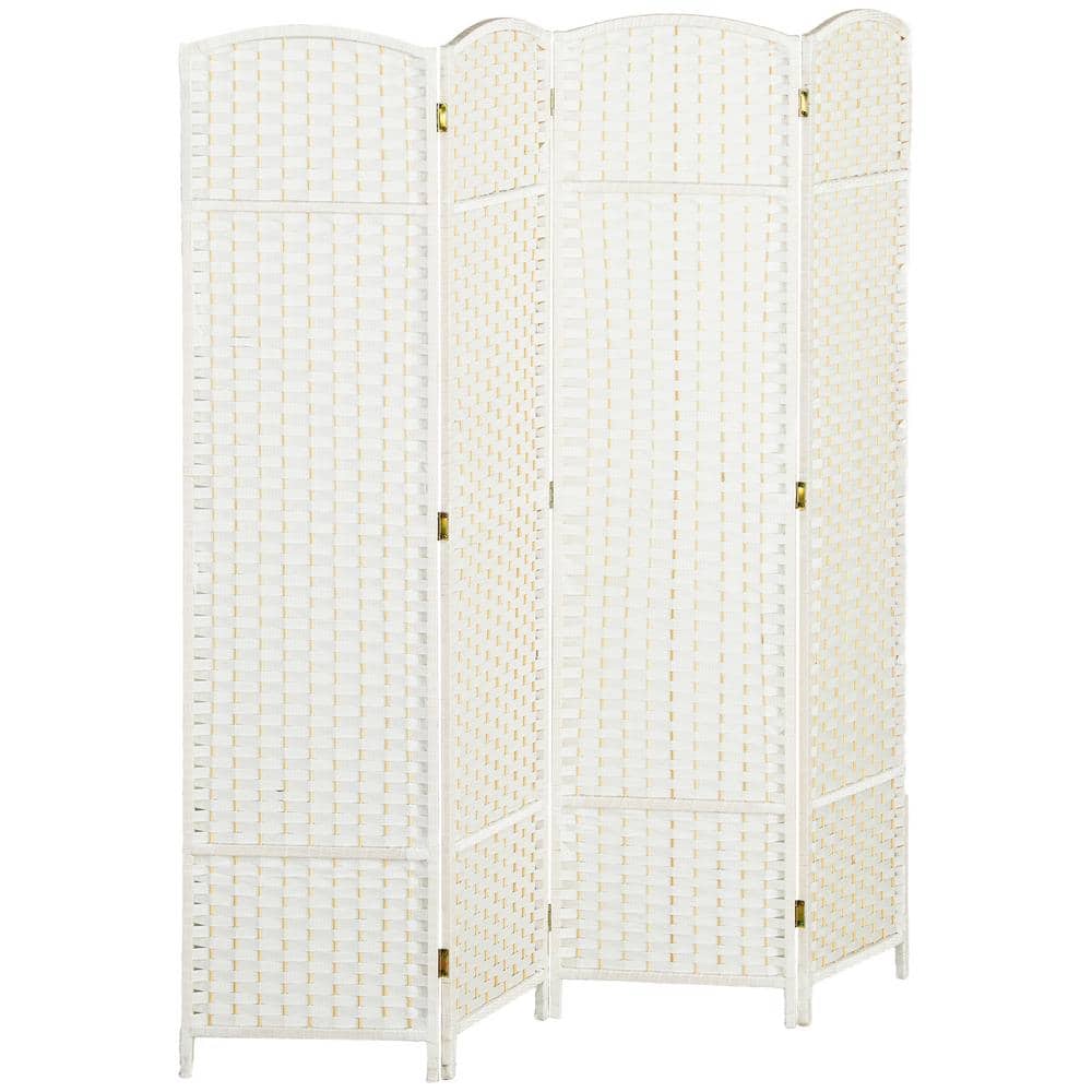 HOMCOM 66.9 in. 4-Panel Room Divider, 4-Panel Folding Privacy Screen ...
