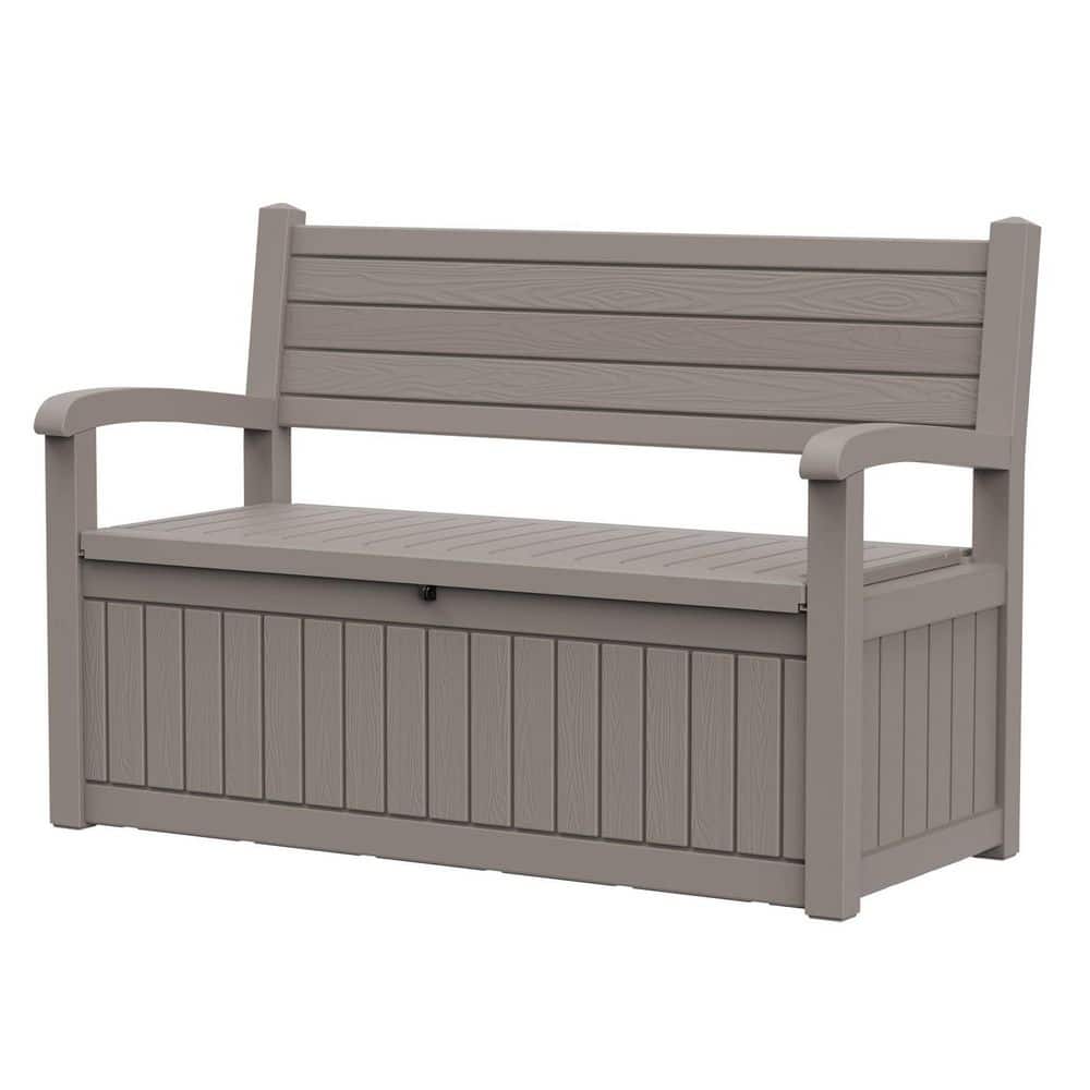 WTVWTV 90 Gal. Black Resin Outdoor Storage Bench with Waterproof, Large ...
