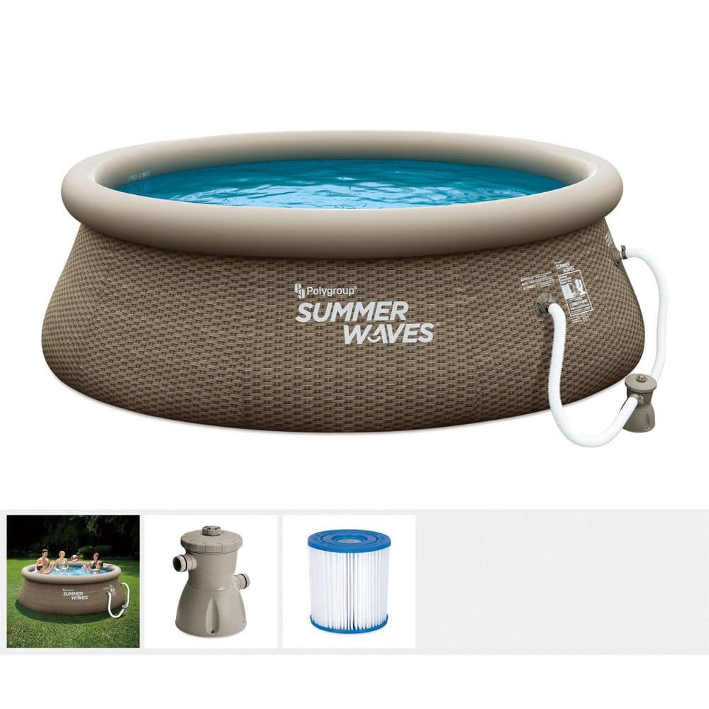 Summer Waves 8 ft. x 30 in. Above Ground Round Inflatable Outdoor ...