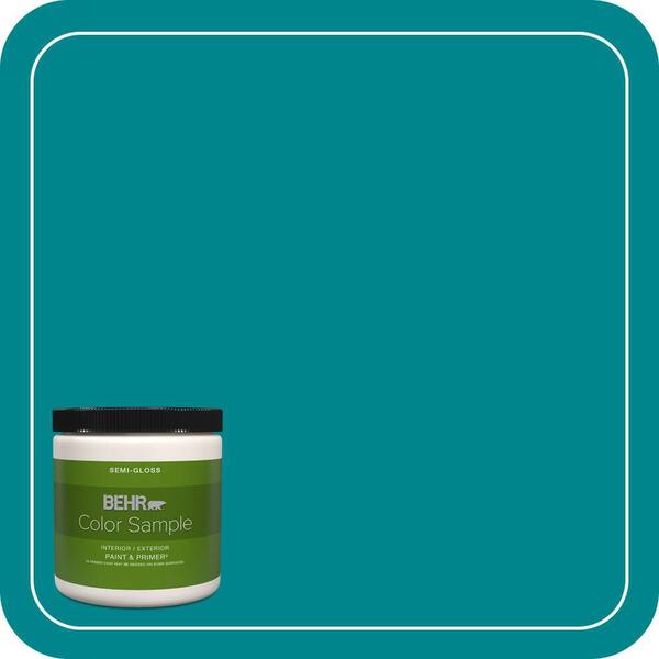 BEHR PREMIUM PLUS 8 oz. #500B-7 Tucson Teal Semi-Gloss Interior ...