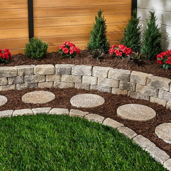 Oldcastle 16 in. x 16 in. Round Exposed Aggregate Gray Concrete Step Stone (90-Piece Pallet ...