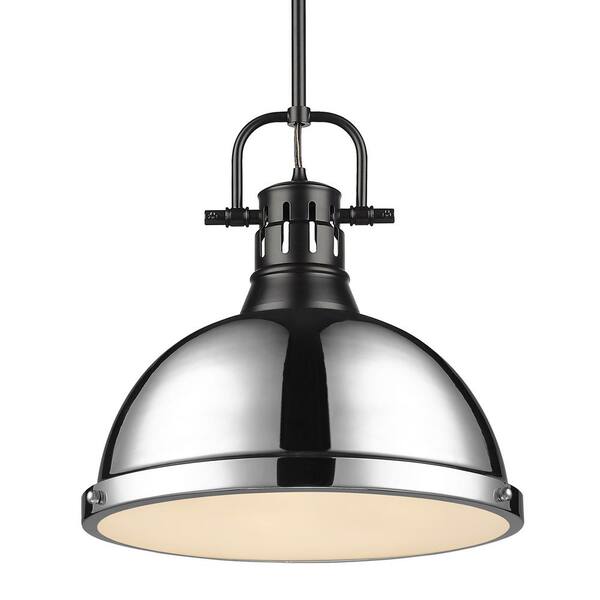 Golden Lighting Duncan 100-Watt 1-Light Matte Black Pendant Light with ...