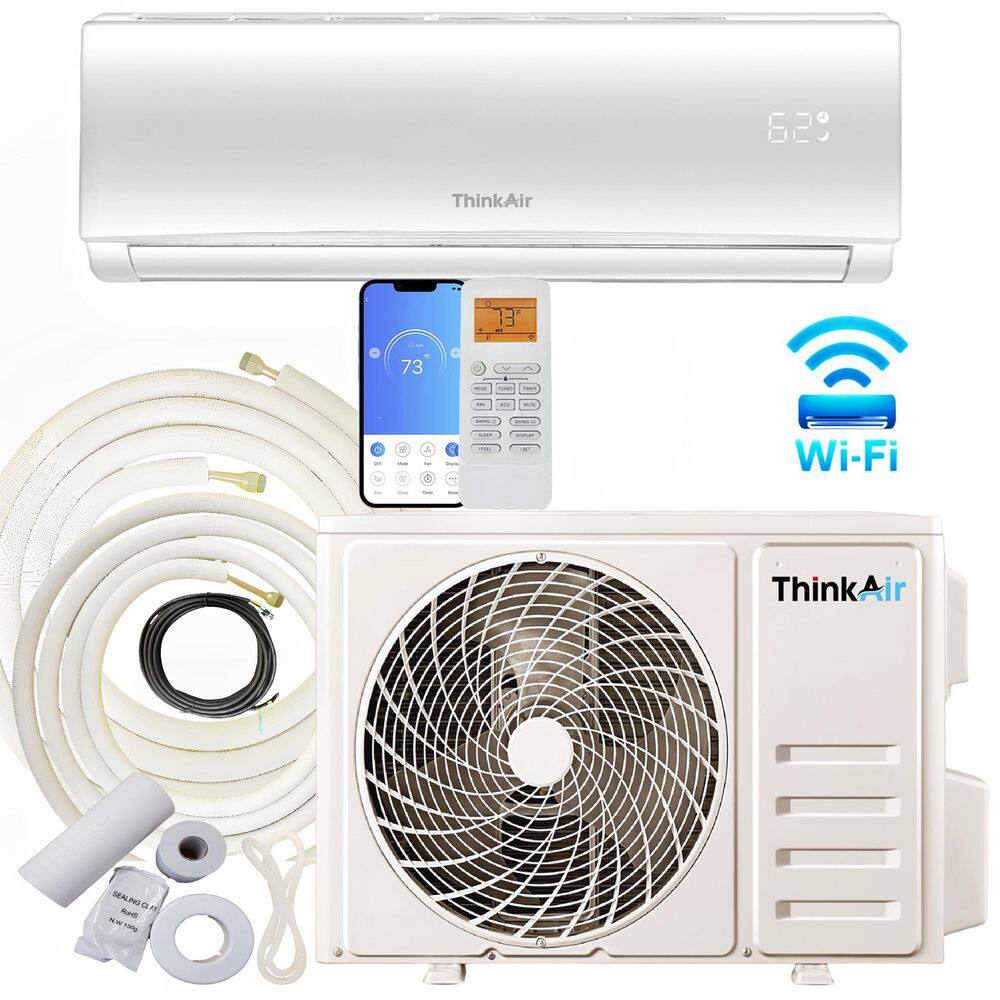 ThinkAir 24,000 BTU 17 SEER2,230-Volt, 1200-SqFt Ductless Mini Split ...