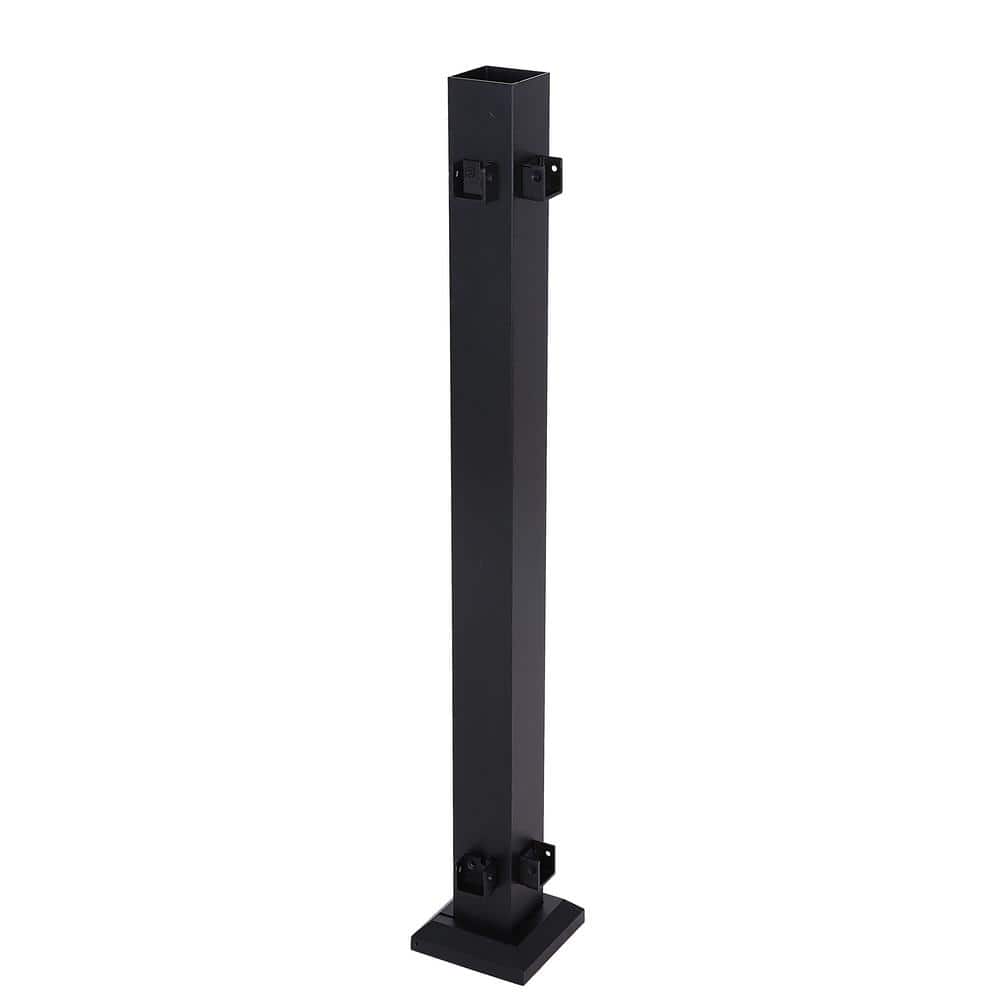 FORTRESS Al13 Home Railing 3-in x 39.5-in Aluminum Black Sand Post ...